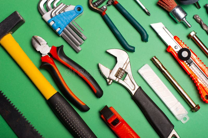 Photo Set of Different Tools for Engineering and Repairing Concept ...