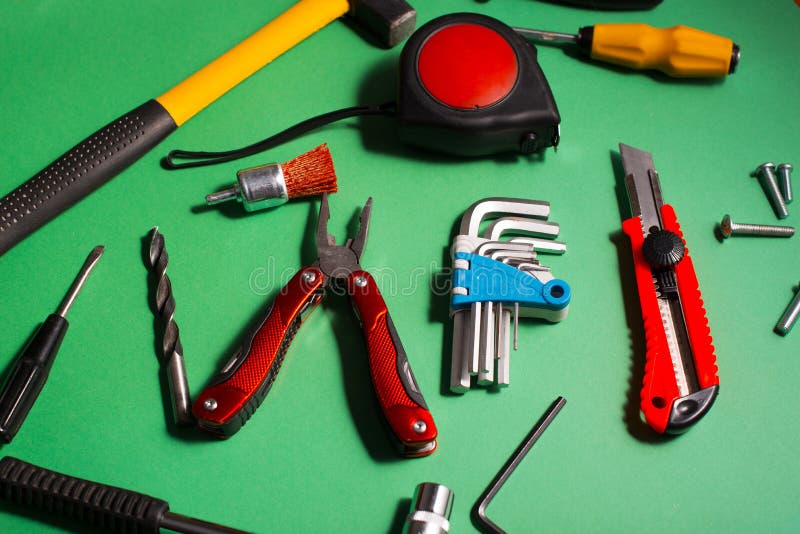 Photo Set of Different Tools for Engineering and Repairing Concept ...