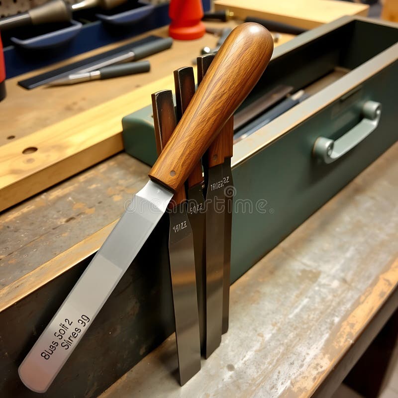 A Photo of a Set of Files and Rasps Leaning Against a Steel Workbench ...