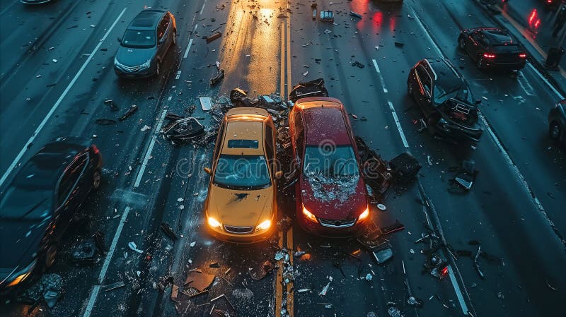 Photo of Several Crashed Cars on the Road in an Urban Environment Stock ...