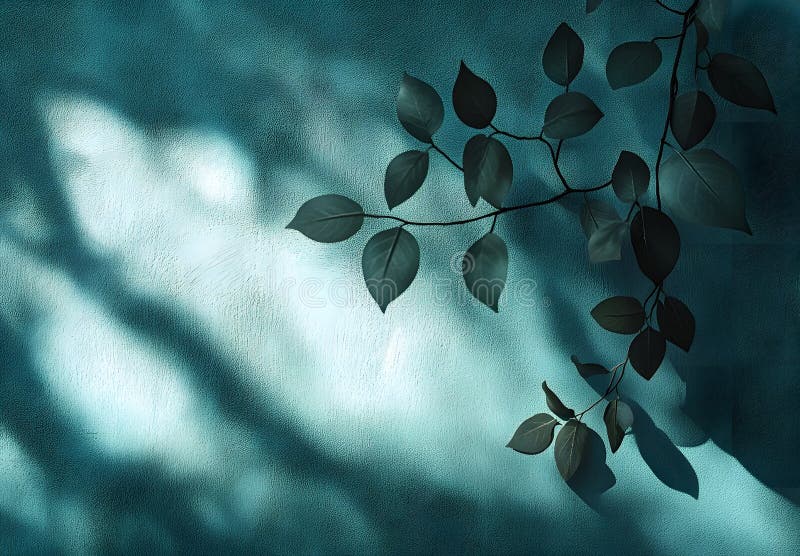 Teal Wall with Leaf Shadows, High Resolution Stock Illustration ...