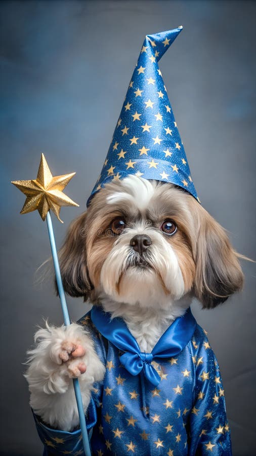 Photo of a Shih Tzu Dog Dressed As a Wizard with a Tiny Magic Wand ...