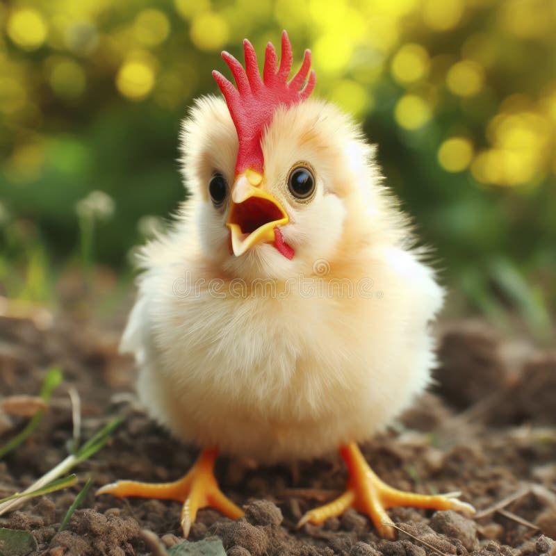 Photo of a Shocked Real Chicken on Nature Background. Ai Generative ...