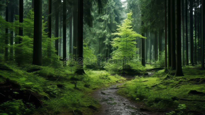 Eerily Realistic Green Forest Wallpaper in 8k Resolution Stock ...