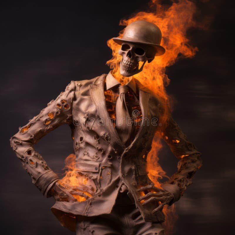 Burning Skeleton Figurine: Intense Portraits in Classicism Style Stock ...