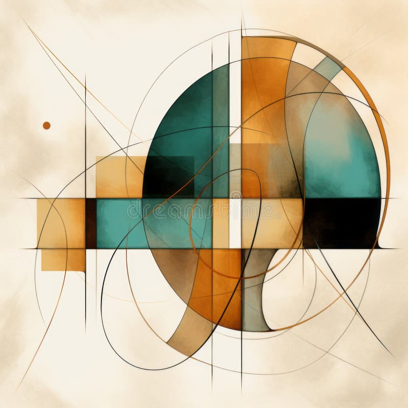 Gothic Minimalist Computer Science Painting with Geometric Outlines ...