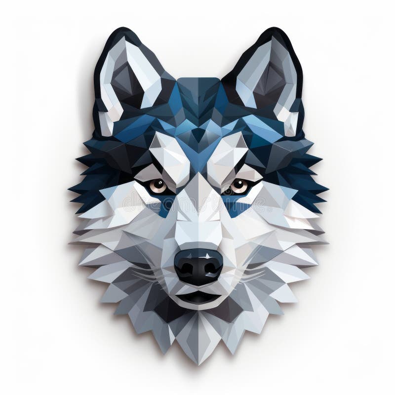 Low Poly Husky Wolf Head Vector Illustration in Contemporary Graphic ...