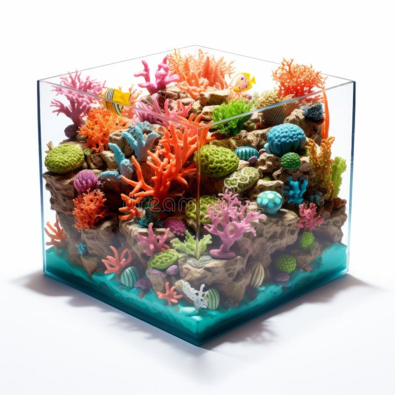 Cheerful and Realistic Coral Reef Sculpture on White Background Stock ...