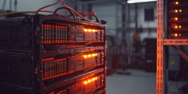 Rack of Servers in a Server Room Stock Photo - Image of computer ...