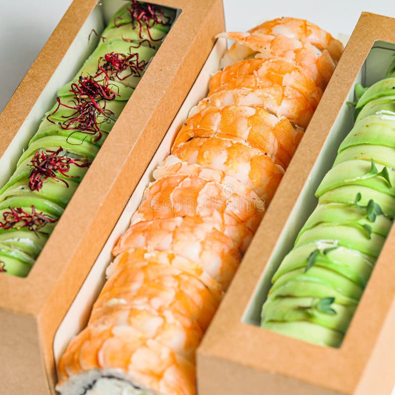 Assorted Sushi Boxes Filled with Different Types of Sushi Stock Image ...