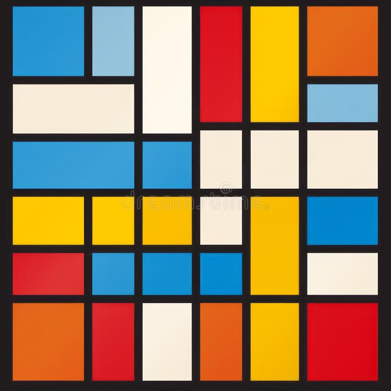 Abstract Pattern with Red, Blue, and Yellow Squares Stock Illustration ...