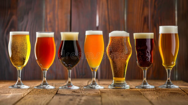 Assorted Beers in a Row stock illustration. Illustration of head ...