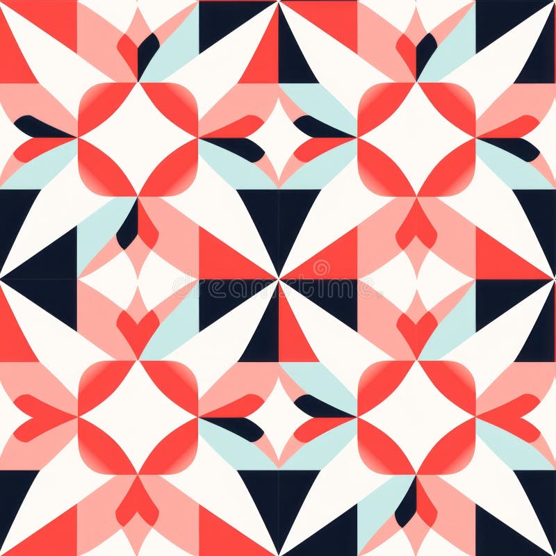 Vintage Geometric Pattern with Red, Blue, and White Colors Stock ...
