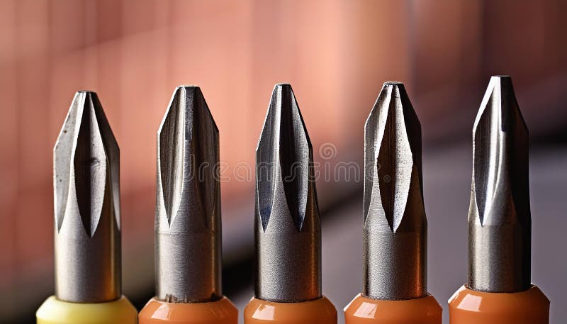Five Screwdriver Bits with Star-Shaped Tips in Close-Up. Generative AI ...
