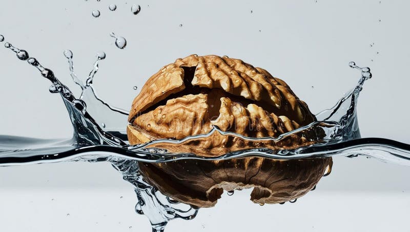Fresh Walnut with Water Splash Stock Illustration - Illustration of ...