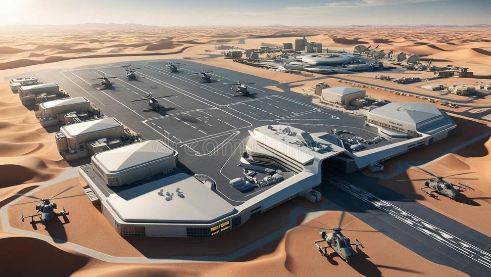 Modern High-Tech Base in the Desert Stock Illustration - Illustration ...