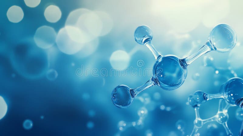 The Photo Shows a Macro View of a Transparent Blue Science Molecules ...