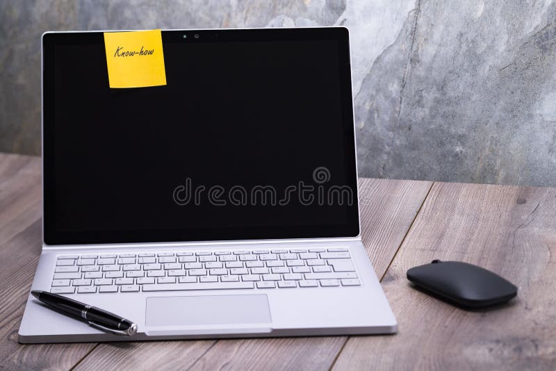 Computer with Notice Label Know-how Stock Photo - Image of note ...