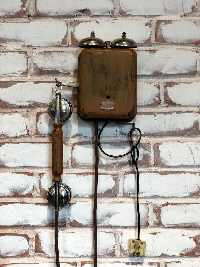 The Photo Shows an Old Wall Telephone. Stock Image - Image of design ...