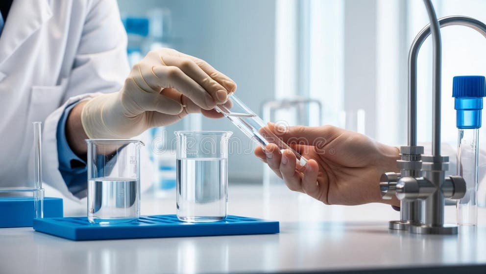 The Photo Shows the Process of Laboratory Tests of Water Samples Stock ...