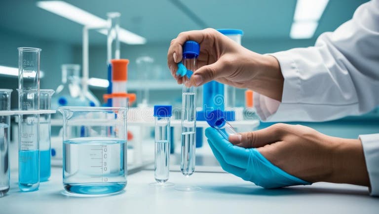 The Photo Shows the Process of Laboratory Tests of Water Samples Stock ...