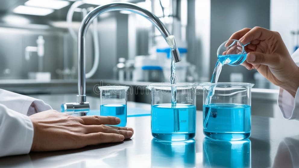 The Photo Shows the Process of Laboratory Tests of Water Samples Stock ...