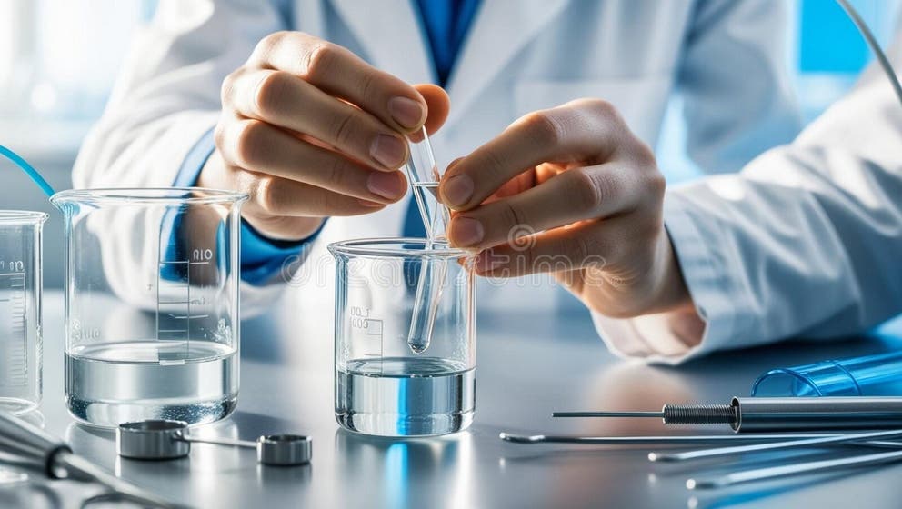 The Photo Shows the Process of Laboratory Tests of Water Samples Stock ...