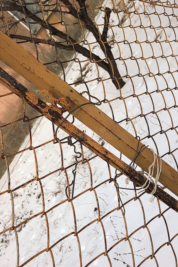 Rusty Fence Mesh in the Winter_2 Stock Photo - Image of wire, steel ...