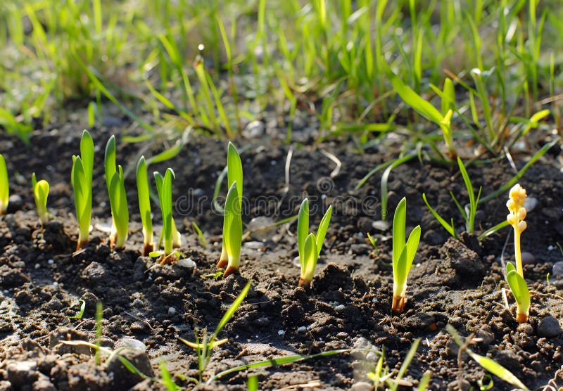 Seed Sprouting into Young Plants in Different Stages Stock Illustration ...