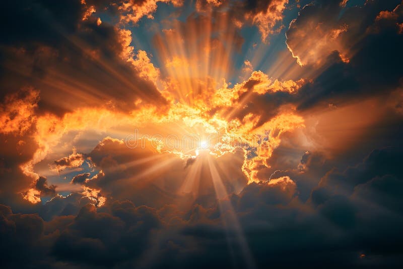 The Photo Shows the Sun Breaking through the Clouds Stock Illustration ...