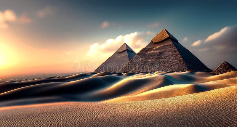 Egyptian Pyramids, Pyramid of Cheops. Stock Illustration - Illustration ...