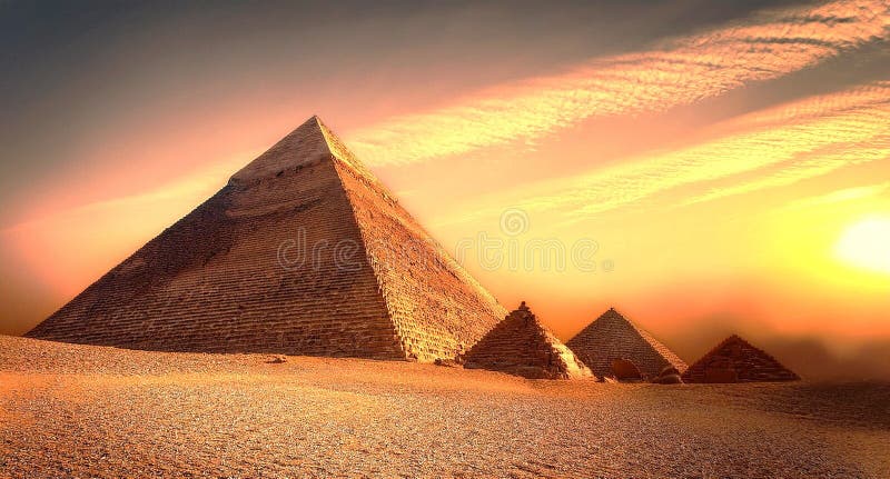 Egyptian Pyramids, Pyramid of Cheops. Stock Illustration - Illustration ...