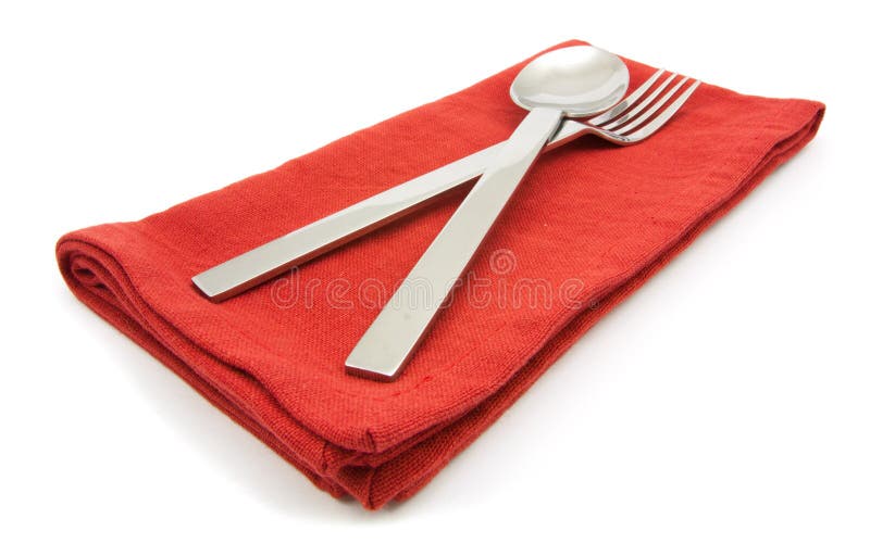 Photo Silverware Fork Napkin Isolated Stock Image - Image of cloth ...