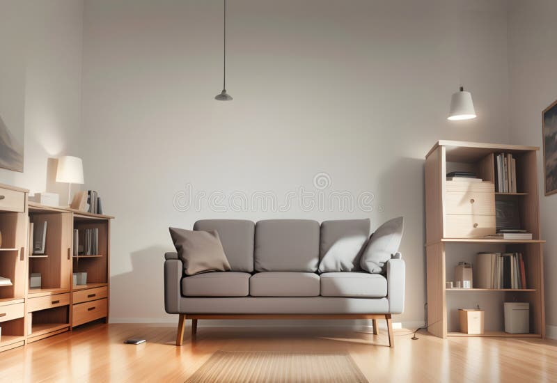 Photo Simple Modern Room Interior with Sofa Ai Generated Stock ...