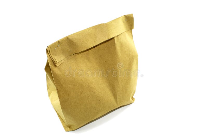 Paper Bag Covered with Stapler on White Background Stock Image - Image ...