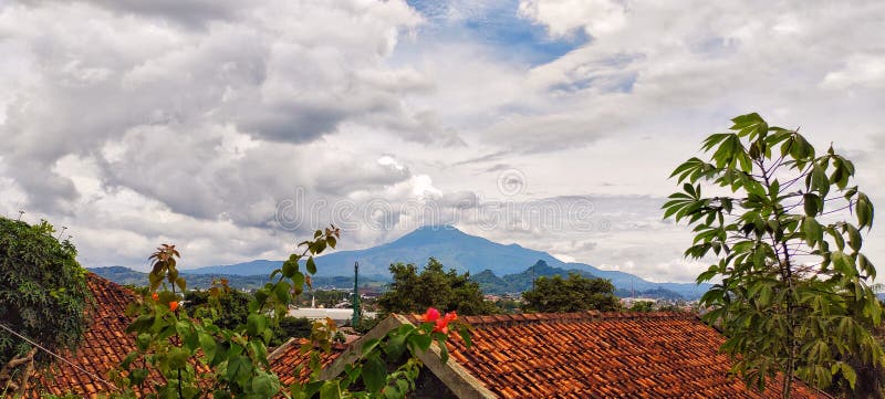Sky and Tampomas Mounth View in Sumedang City Stock Photo - Image of ...
