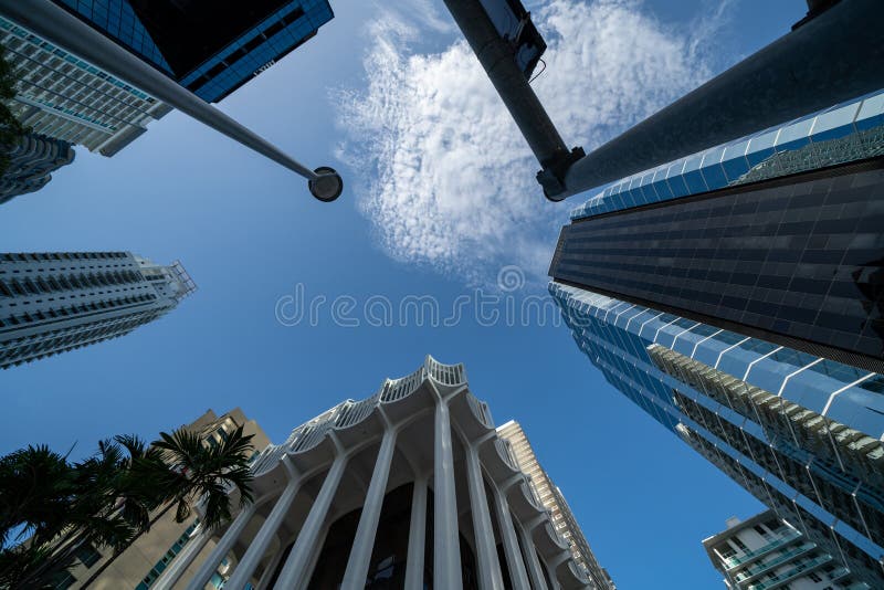 Photo of Skyscrapers Looking Directly Up Stock Image - Image of angle ...