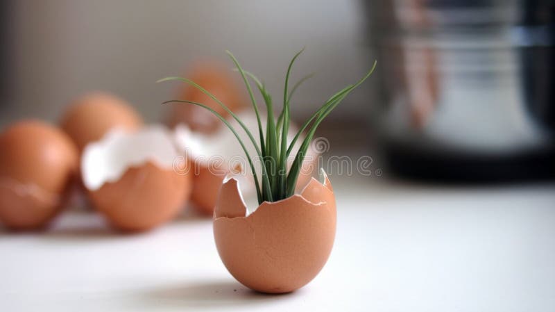A Photo of a Small Plant Growing in an Egg Shell. DEcoration Ideas ...