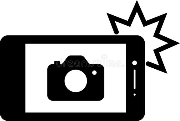 Photo on Smartphone with Flash Vector. Smartphone, Selfie, Flash Icon ...