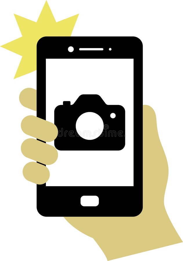 Photo on Smartphone with Flash Vector. Smartphone, Selfie, Flash Icon ...