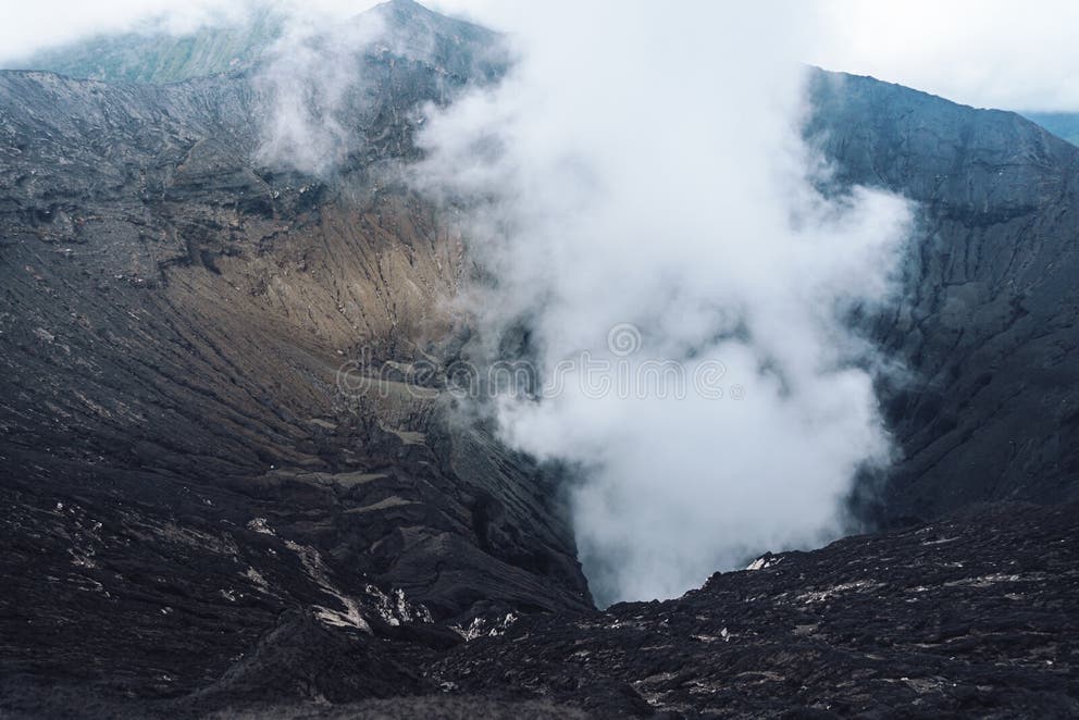 Photo of Smoke Volcano Crater on Java Island Stock Image - Image of ...