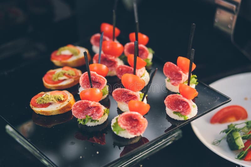 Photo of Snacks on a Buffet Banquet Table Cold Snack Dishes Stock Image ...