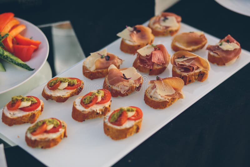 Photo of Snacks on a Buffet Banquet Table Cold Snack Dishes Stock Image ...