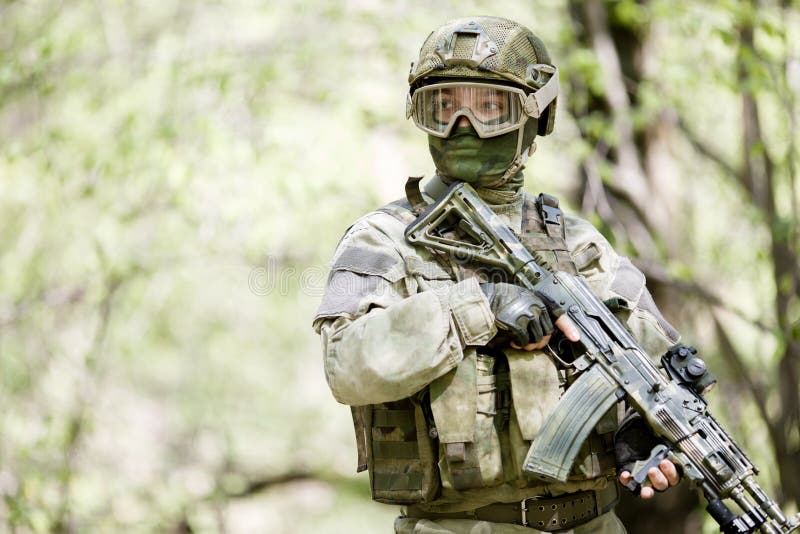Photo of soldier in helmet stock image. Image of conflict - 93542597