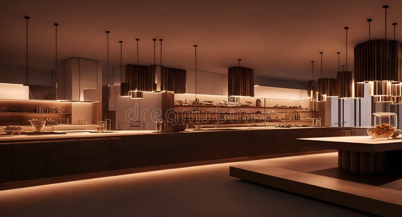 Ai Generated a Spacious Kitchen with Ample Countertop Area and Subdued ...