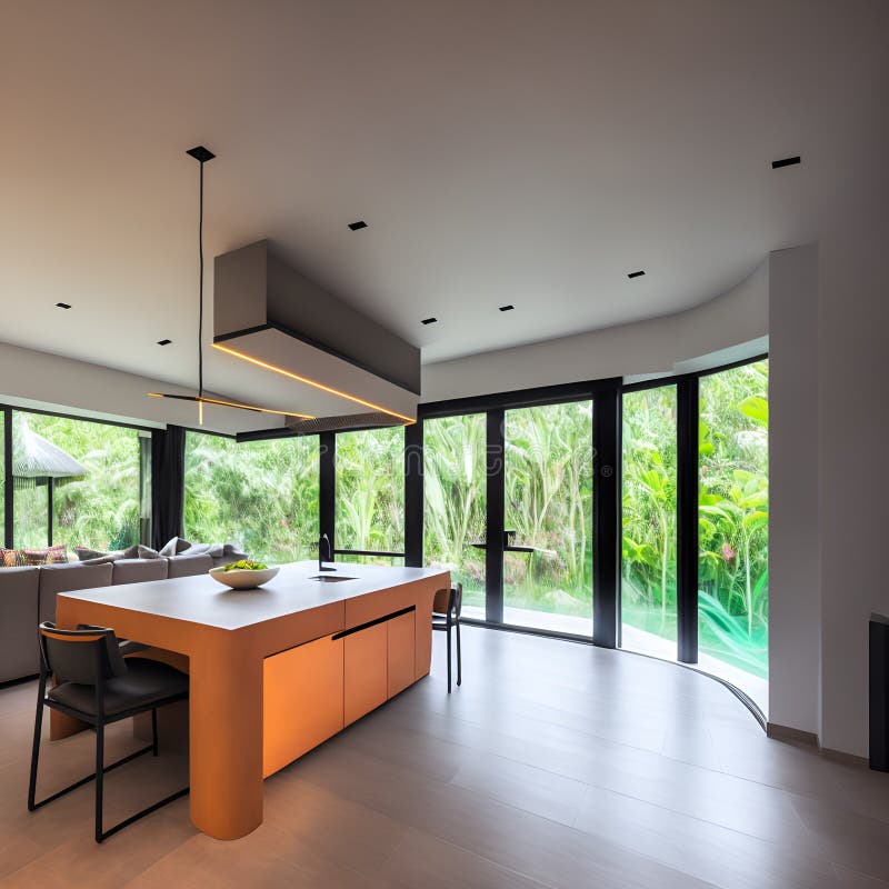 Ai Generated a Spacious Modern Kitchen with a Central Island for ...
