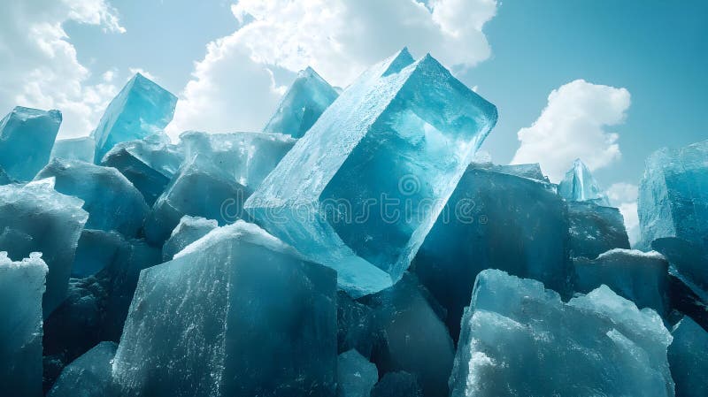 Photo - Sparkling Ice Blocks Under a Cloudy Sky Stock Illustration ...