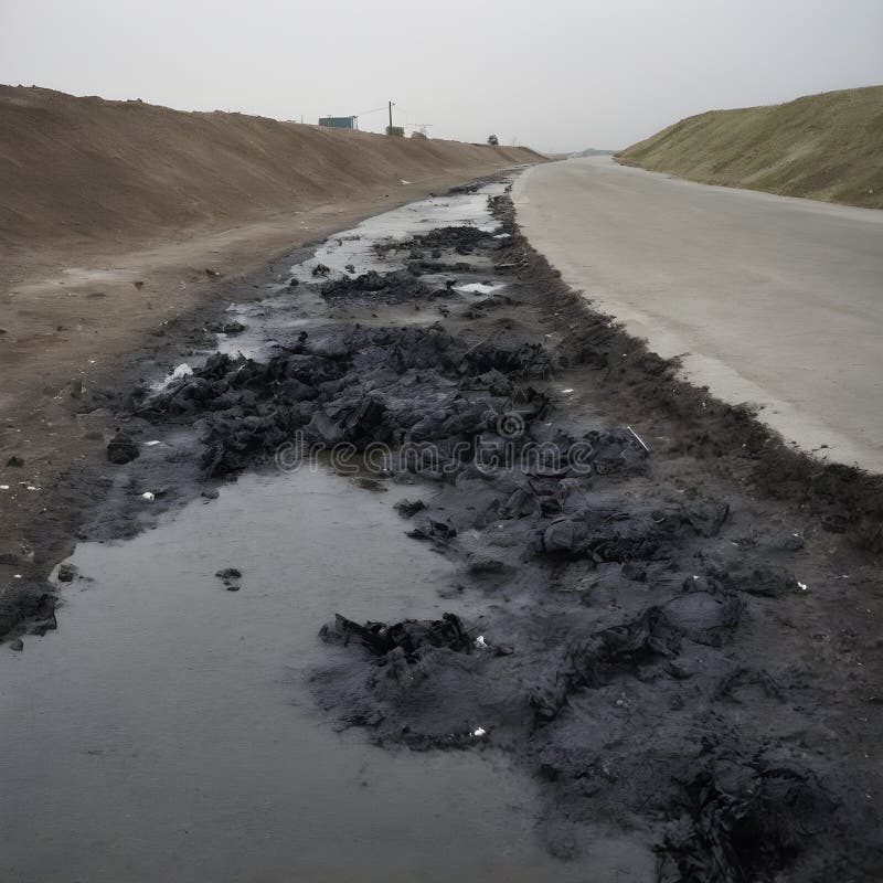 Photo of Spilling Oil Waste Stock Illustration - Illustration of blue ...