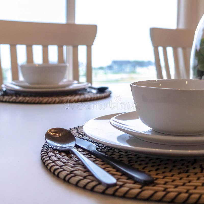 Photo Square Frame Soup Bowl Saucer and Plate with Spoon Knife and Fork ...