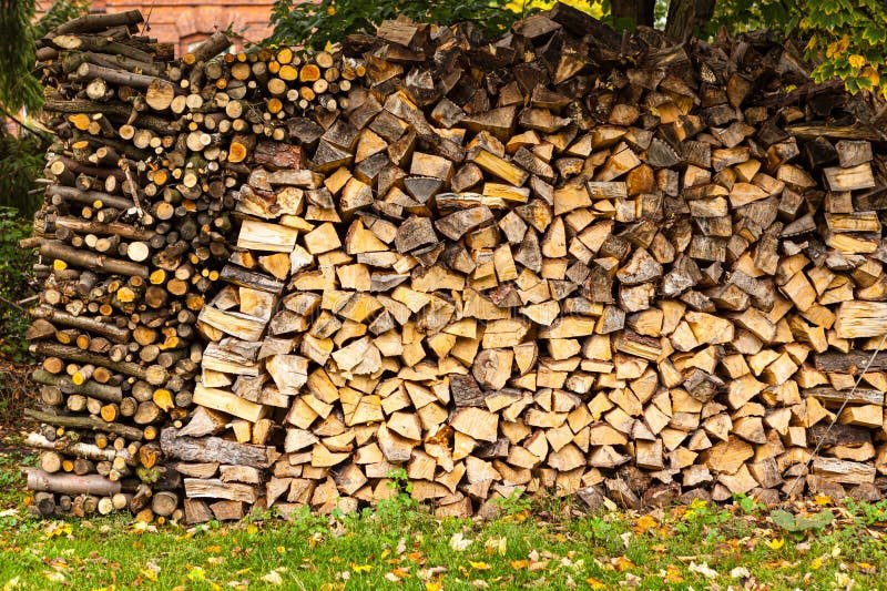 View of a Stack of Birch Wood for Fireplace. Background Photo Stock ...